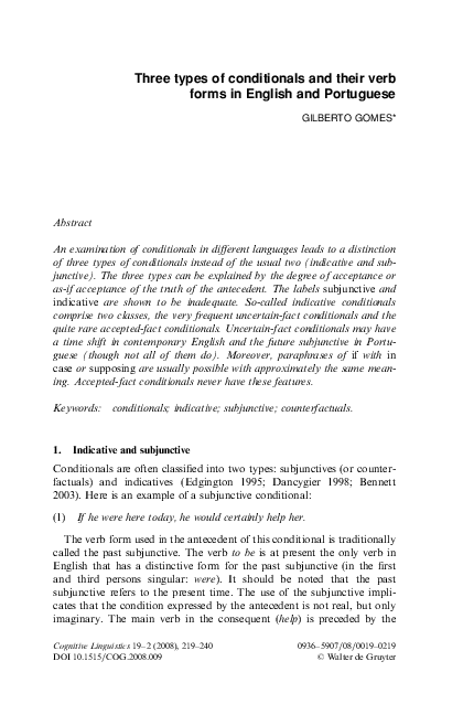 (PDF) Three types of conditionals and their verb forms in English and ...