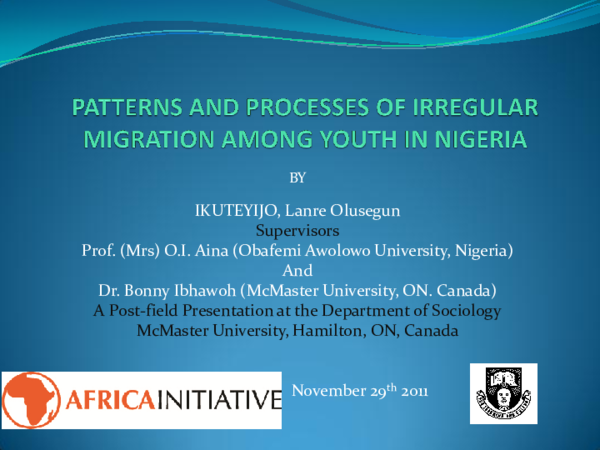 (PDF) Patterns and Processes of Irregular Migration among Youth in Nigeria