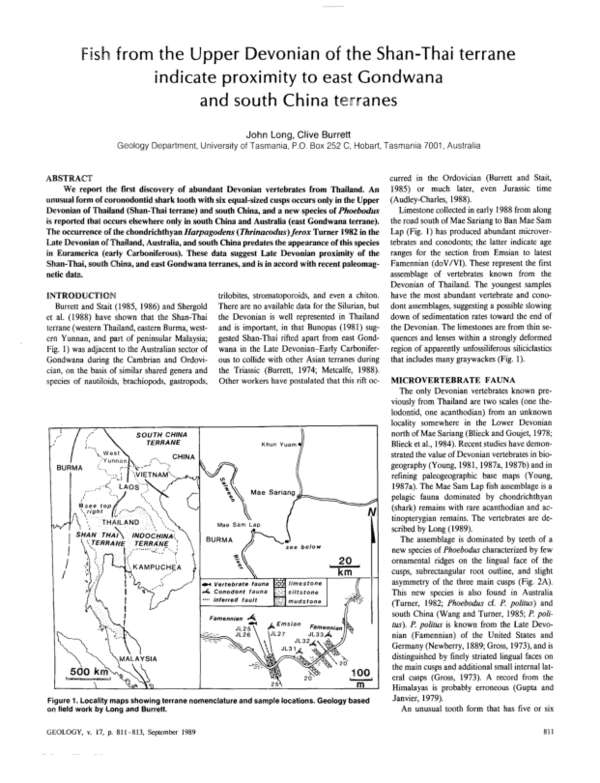 (PDF) Fish from the Upper Devonian of the Shan-Thai Terrane indicate ...