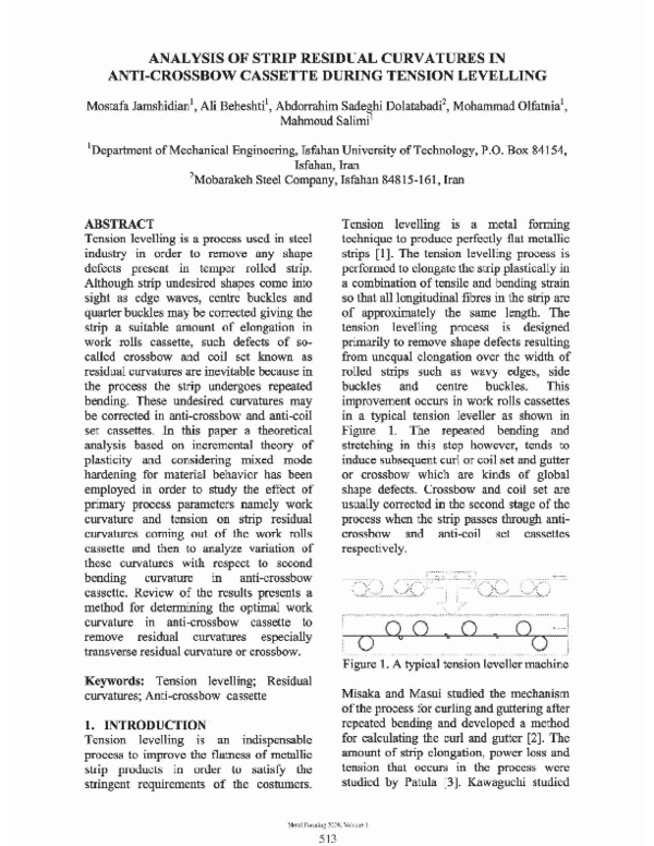 (PDF) ANALYSIS OF STRIP RESIDUAL CURVATURES IN ANTI-CROSSBOW CASSETTE ...