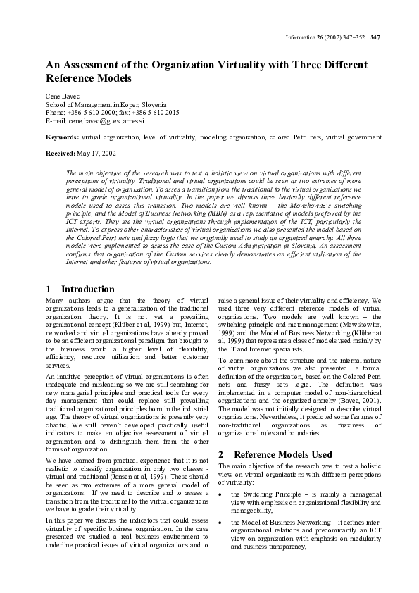 (PDF) An assessment of the organization virtuality with three different ...