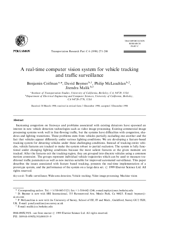 (PDF) A real-time computer vision system for vehicle tracking and ...