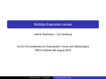 (PDF) Henrik Bachmann- Uni Hamburg Multiple Eisenstein series Multiple ...