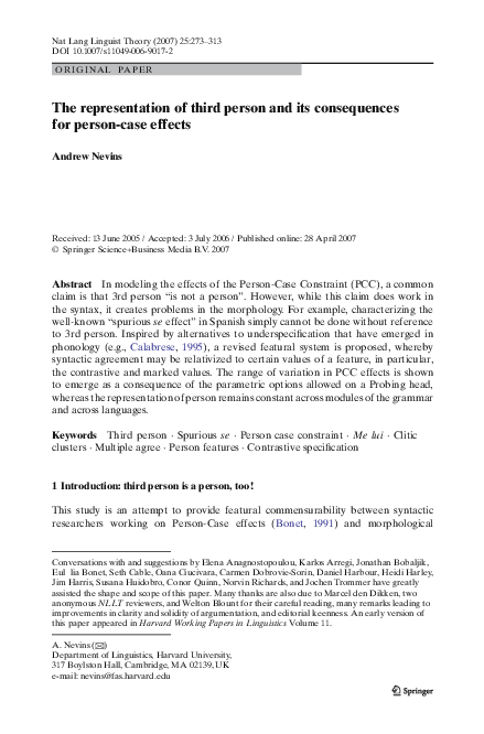 (PDF) The representation of third person and its consequences for ...