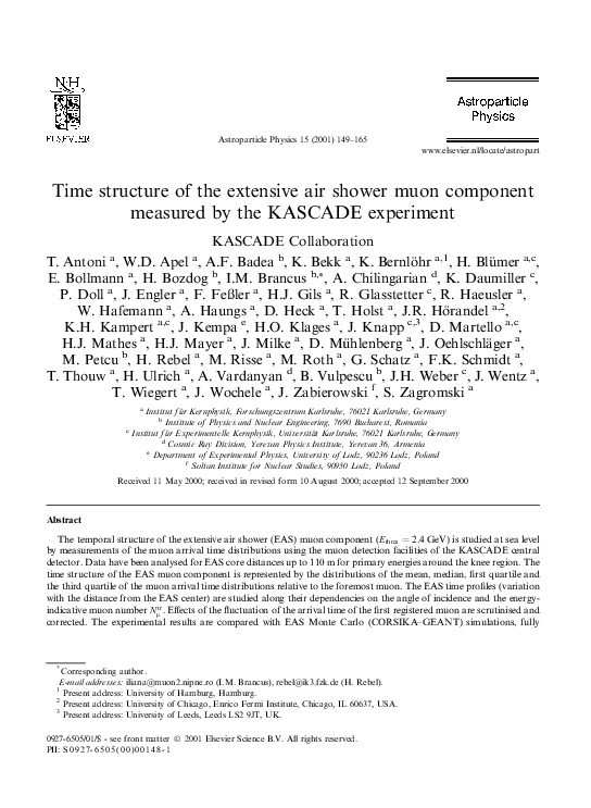 (PDF) Time structure of the extensive air shower muon component ...