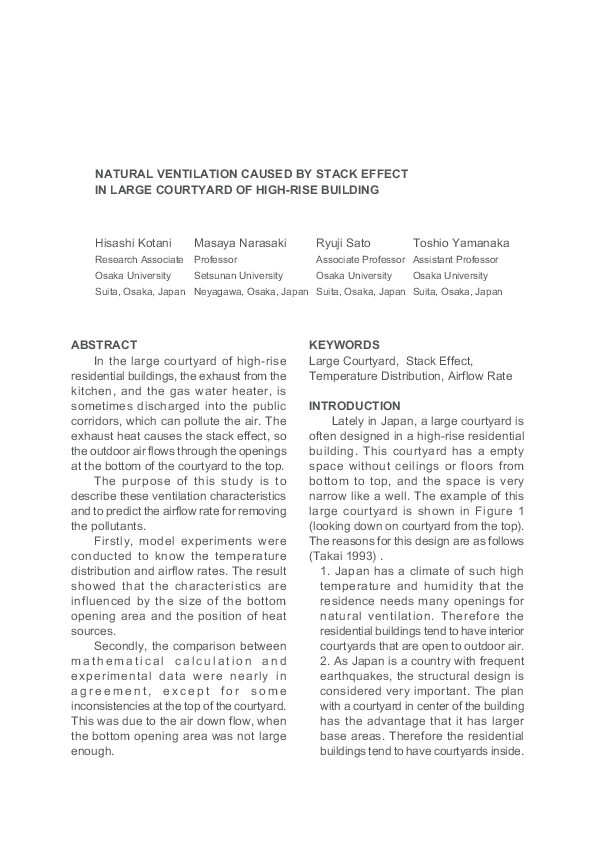 (PDF) NATURAL VENTILATION CAUSED BY STACK EFFECT IN LARGE COURTYARD OF ...