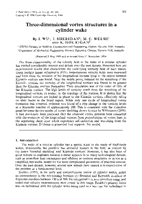 (PDF) Three-dimensional vortex structures in a cylinder wake