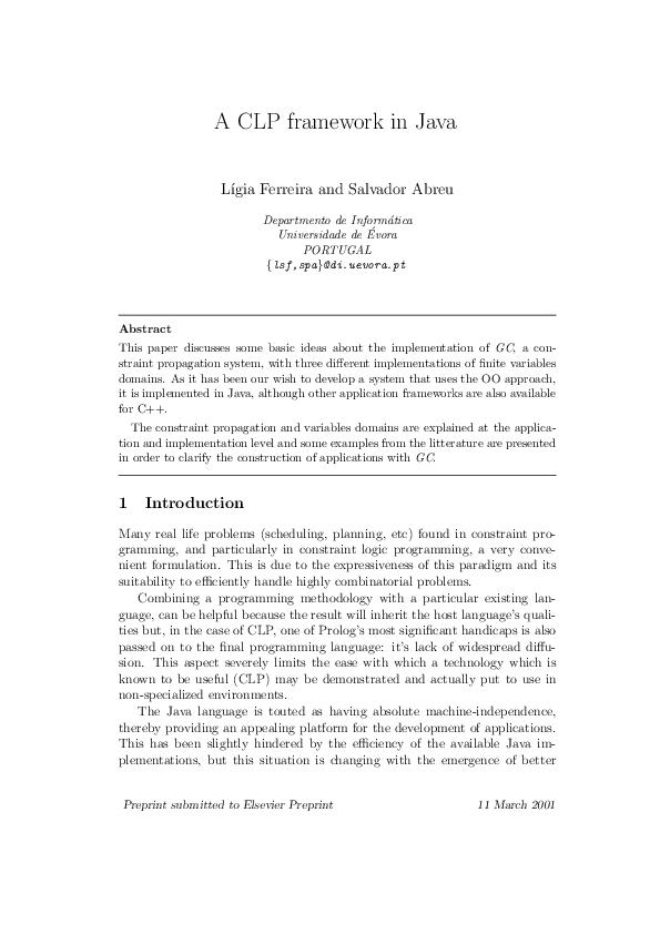 (PDF) A CLP framework in Java