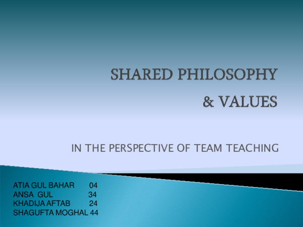 (PPT) Presentation about Shared Philosophy and Values in collaborative ...