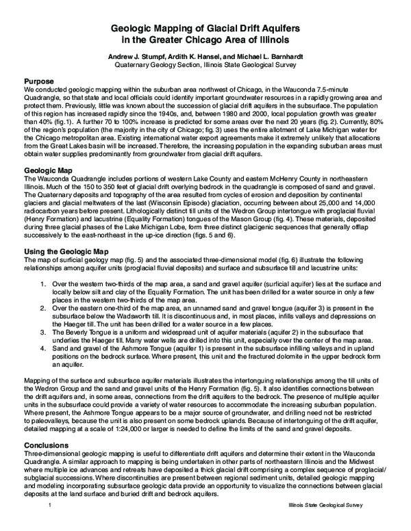(PDF) Geologic Mapping of Glacial Drift Aquifers in the Greater Chicago Area of Illinois
