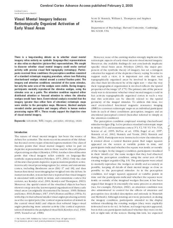 (PDF) Visual Mental Imagery Induces Retinotopically Organized ...