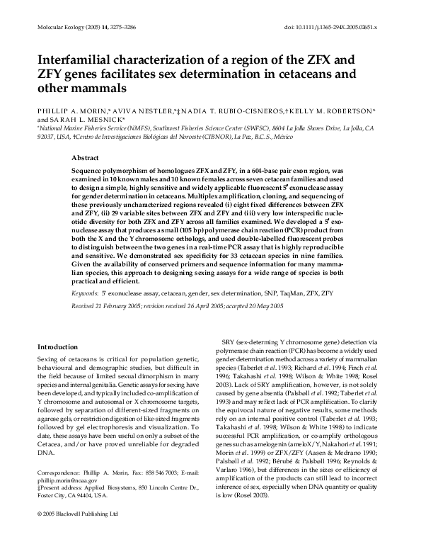 (PDF) Interfamilial characterization of a region of the ZFX and ZFY ...