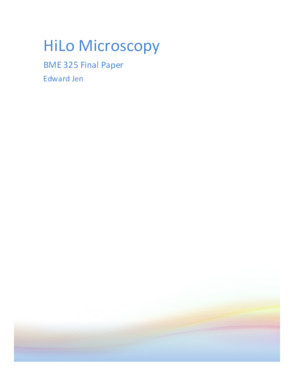 (PDF) HiLo Microscopy [BME 325 Final Paper]
