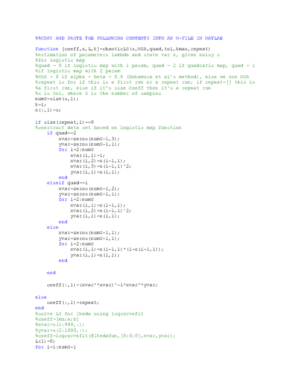 (DOC) Matlab code for parameter and state estimation of chaotic series