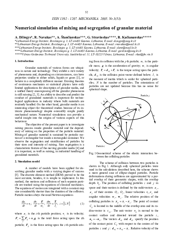 (PDF) Numerical simulation of mixing and segregation of granular material
