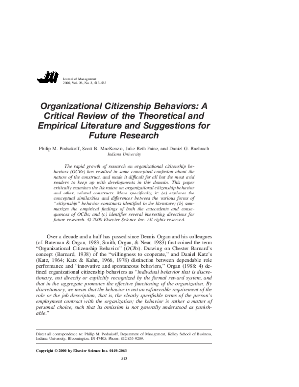 PDF Organizational Citizenship Behaviors A Critical Review Of The pdf-organizational-citizenship-behaviors-a-critical-review-of-the