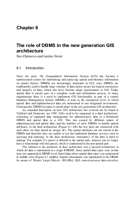 (PDF) The role of DBMS in the new generation GIS architecture