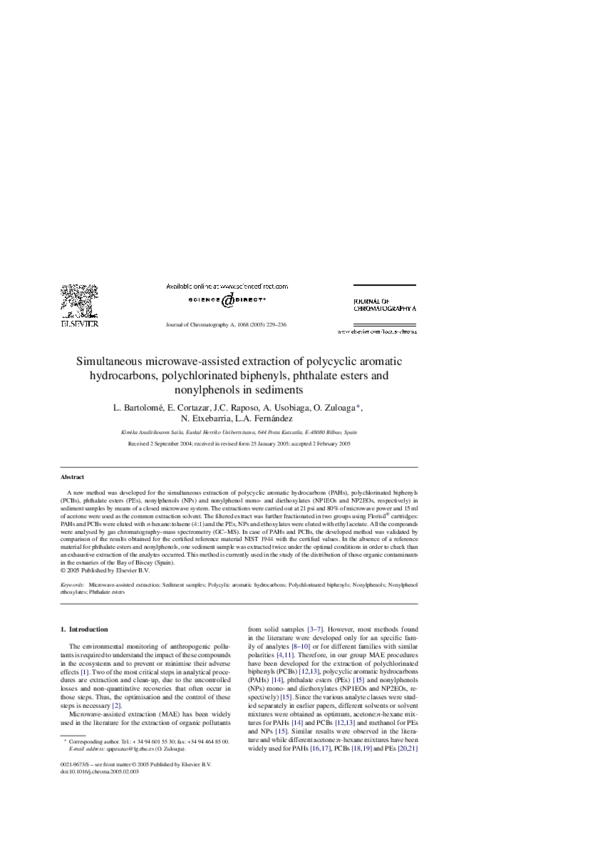 (PDF) Simultaneous microwave-assisted extraction of polycyclic aromatic hydrocarbons ...