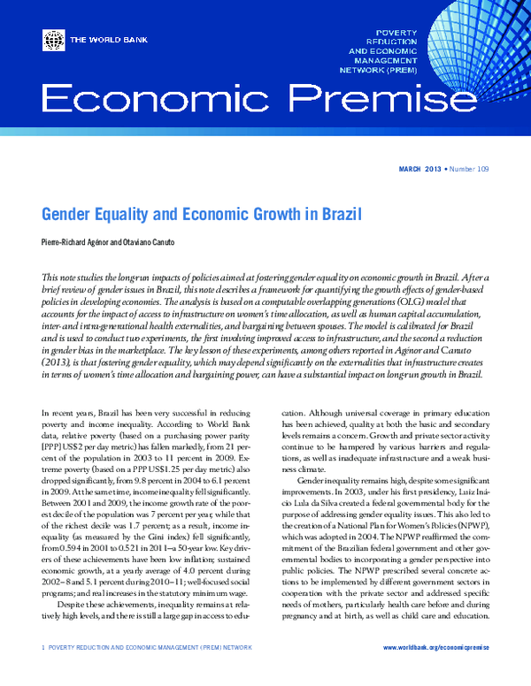 (PDF) Gender Equality and Economic Growth in Brazil