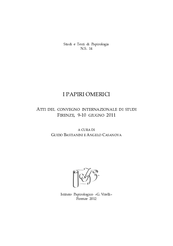 (PDF) Homer: Papyri and Performance