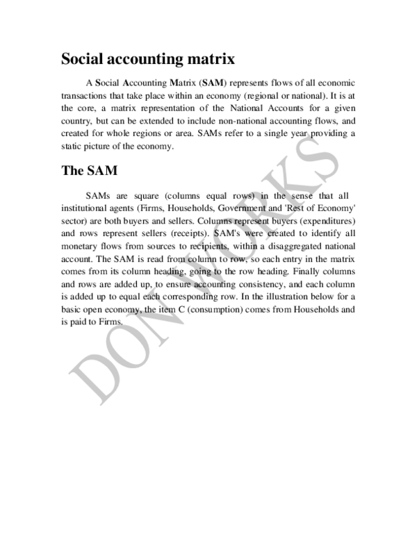 (PDF) SOCIAL ACCOUNTING MATRIX