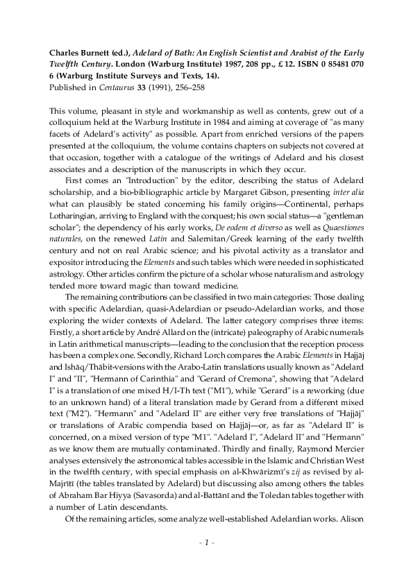 (PDF) Adelard of Bath
