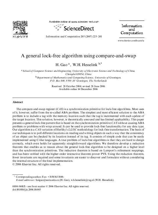 (PDF) A general lock-free algorithm using compare-and-swap