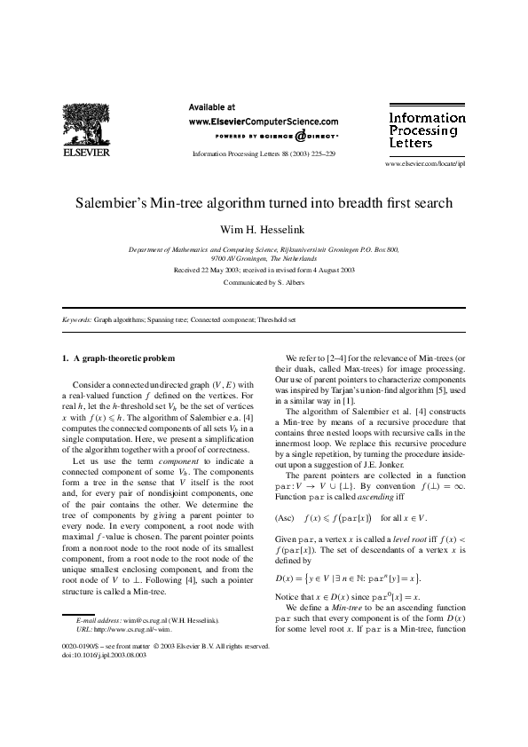 (PDF) Salembier's Min-tree algorithm turned into breadth first search