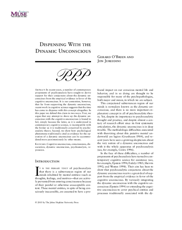 (PDF) Dispensing With the Dynamic Unconscious