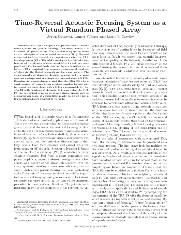 (PDF) Time-reversal acoustic focusing system as a virtual random phased array