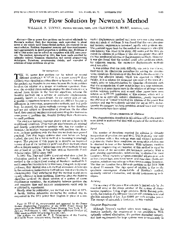 (PDF) Power flow solution by Newton's method