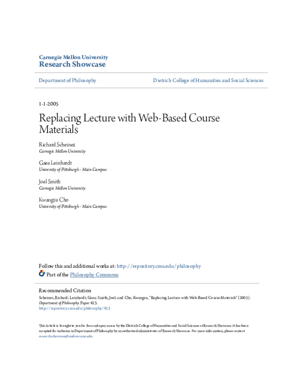 (PDF) Replacing lecture with Web-based course materials