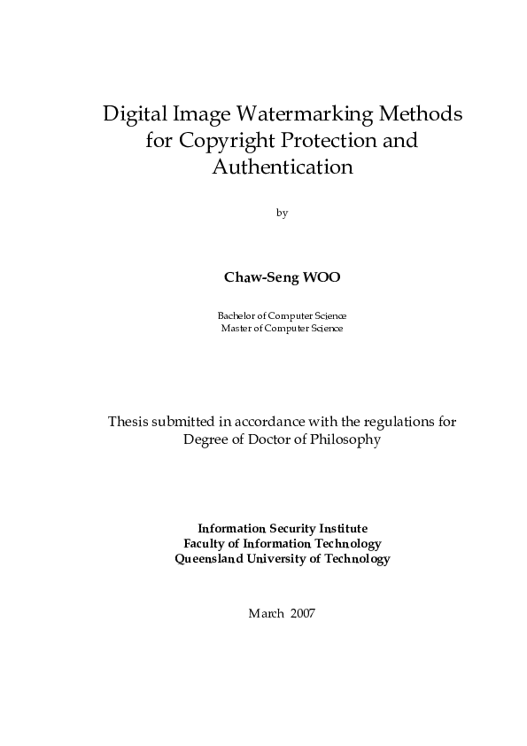 Pdf Digital Image Watermarking Methods For Copyright Protection And Authentication