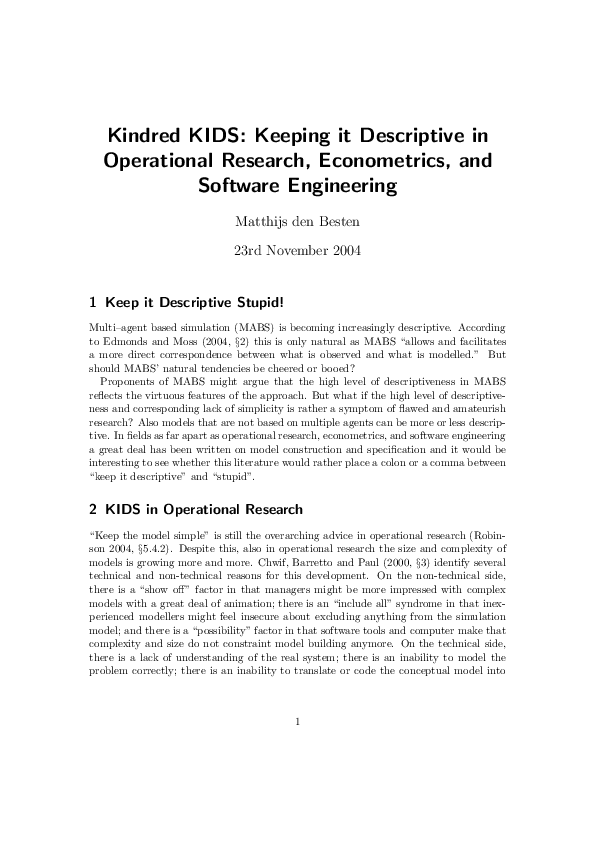 (PDF) Kindred KIDS: Keeping it Descriptive in Operational Research, Econometrics, and Software ...