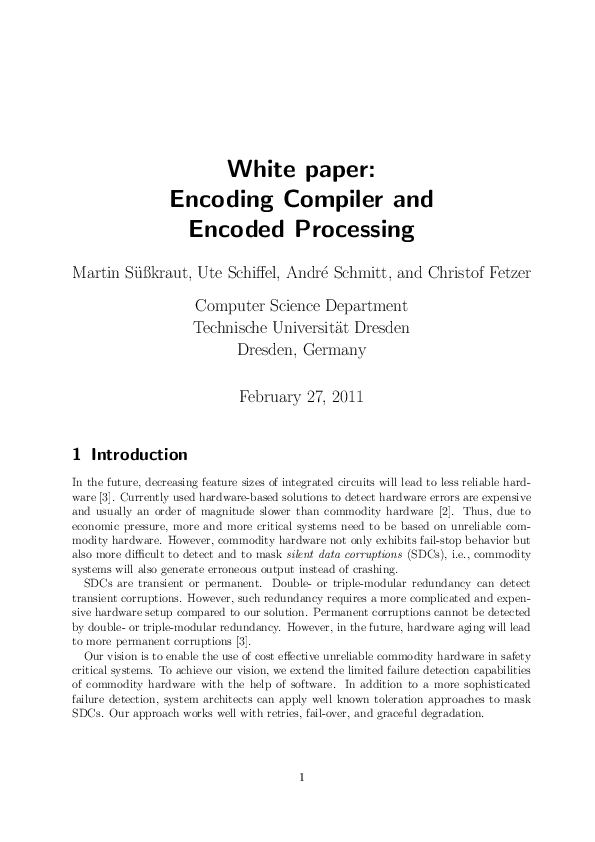 (PDF) White paper: Encoding Compiler and Encoded Processing