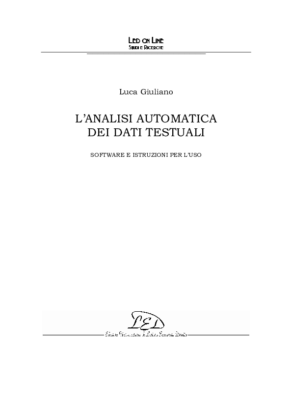 (PDF) L’analisi automatica dei dati testuali