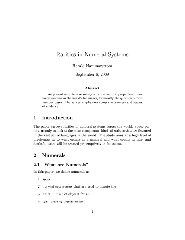 (PDF) Rarities in numeral systems