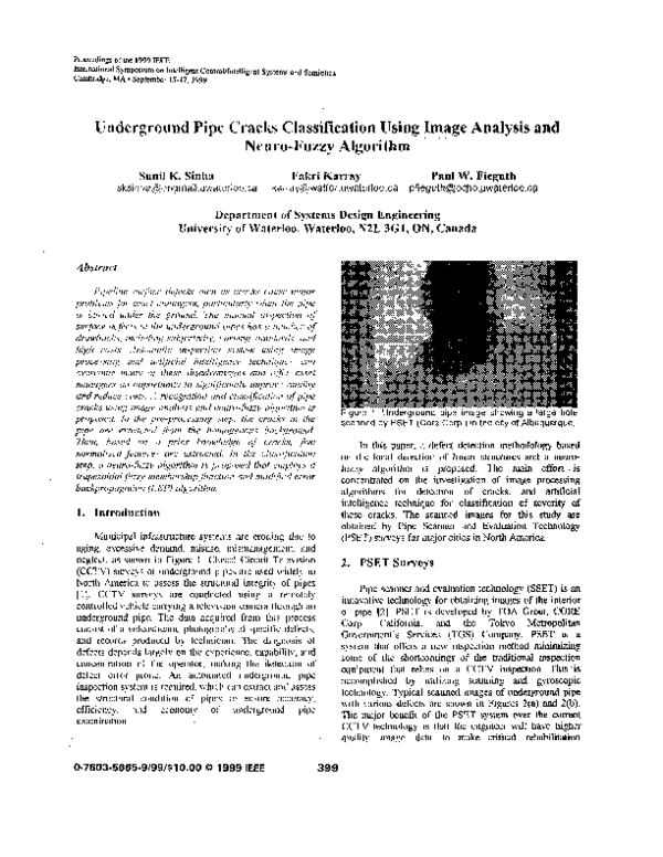 (PDF) Underground pipe cracks classification using image analysis and ...