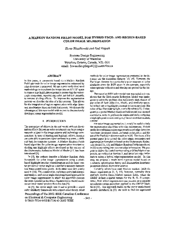 (PDF) A Markov random fields model for hybrid edge-and region-based color image segmentation