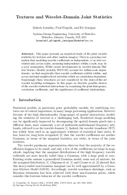 (PDF) Textures and wavelet-domain joint statistics