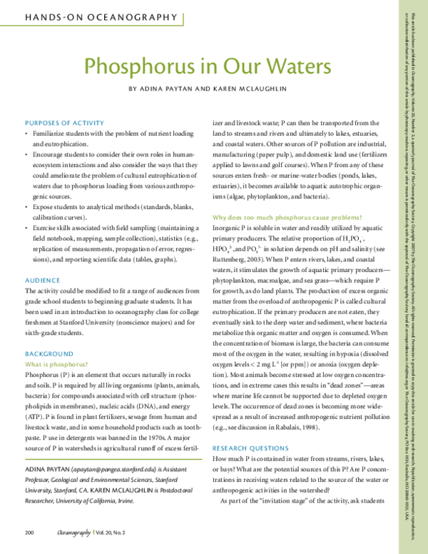 (PDF) Phosphorus in our Waters