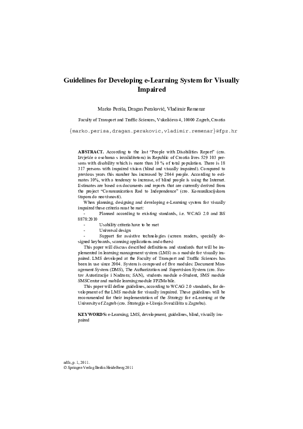 (PDF) Guidelines for Developing e-Learning System for Visually Impaired