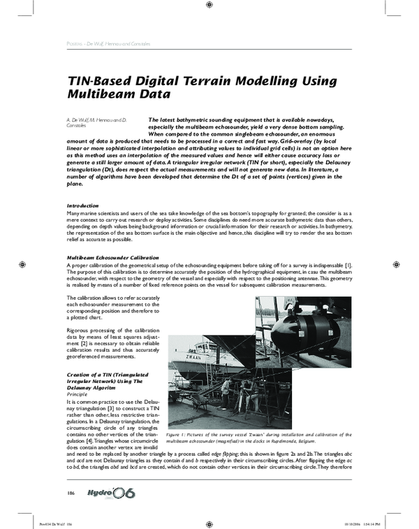 (PDF) TIN-based digital terrain modelling using multibeam data