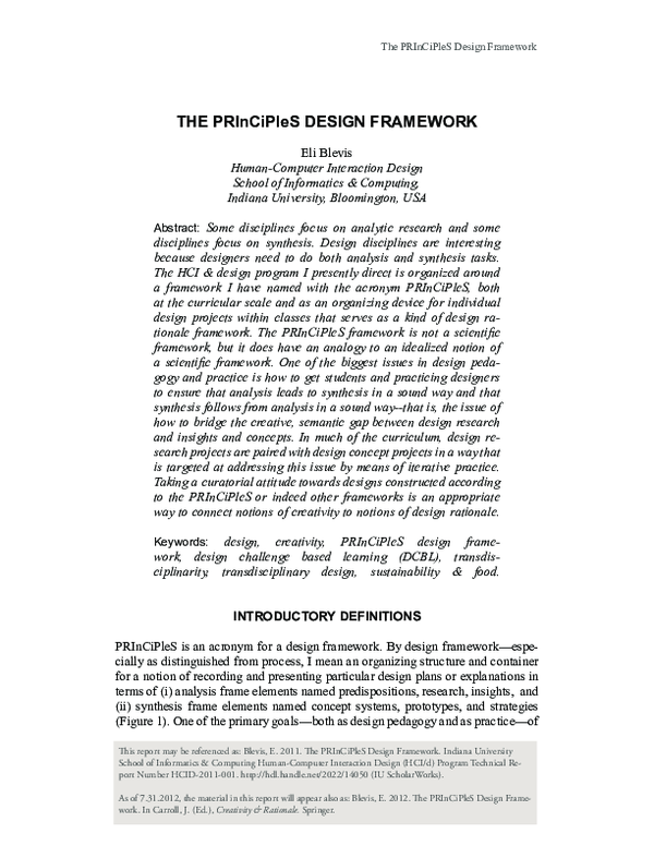 (PDF) The PRInCiPleS Design Framework