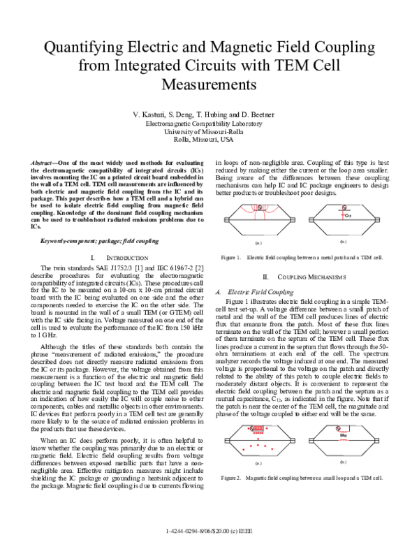 (PDF) Quantifying electric and magnetic field coupling from integrated circuits with TEM cell ...