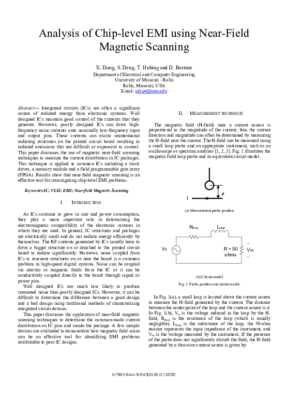 (PDF) Analysis of chip-level EMI using near-field magnetic scanning