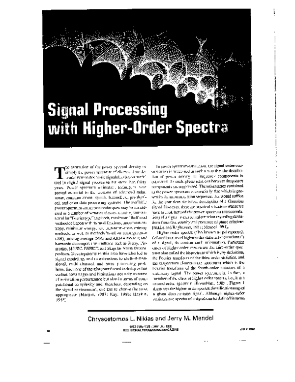 (PDF) Signal processing with higher-order spectra