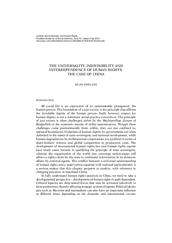 (PDF) Universality, Indivisibility and Interdependence of Human Rights