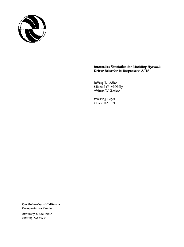 Pdf Interactive Simulation For Modeling Dynamic Driver Behavior In