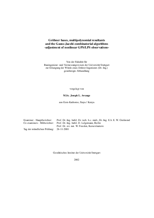 (PDF) Groebner bases, multipolynomial resultants and the Gauss-Jacobi combinatorial algorithms ...